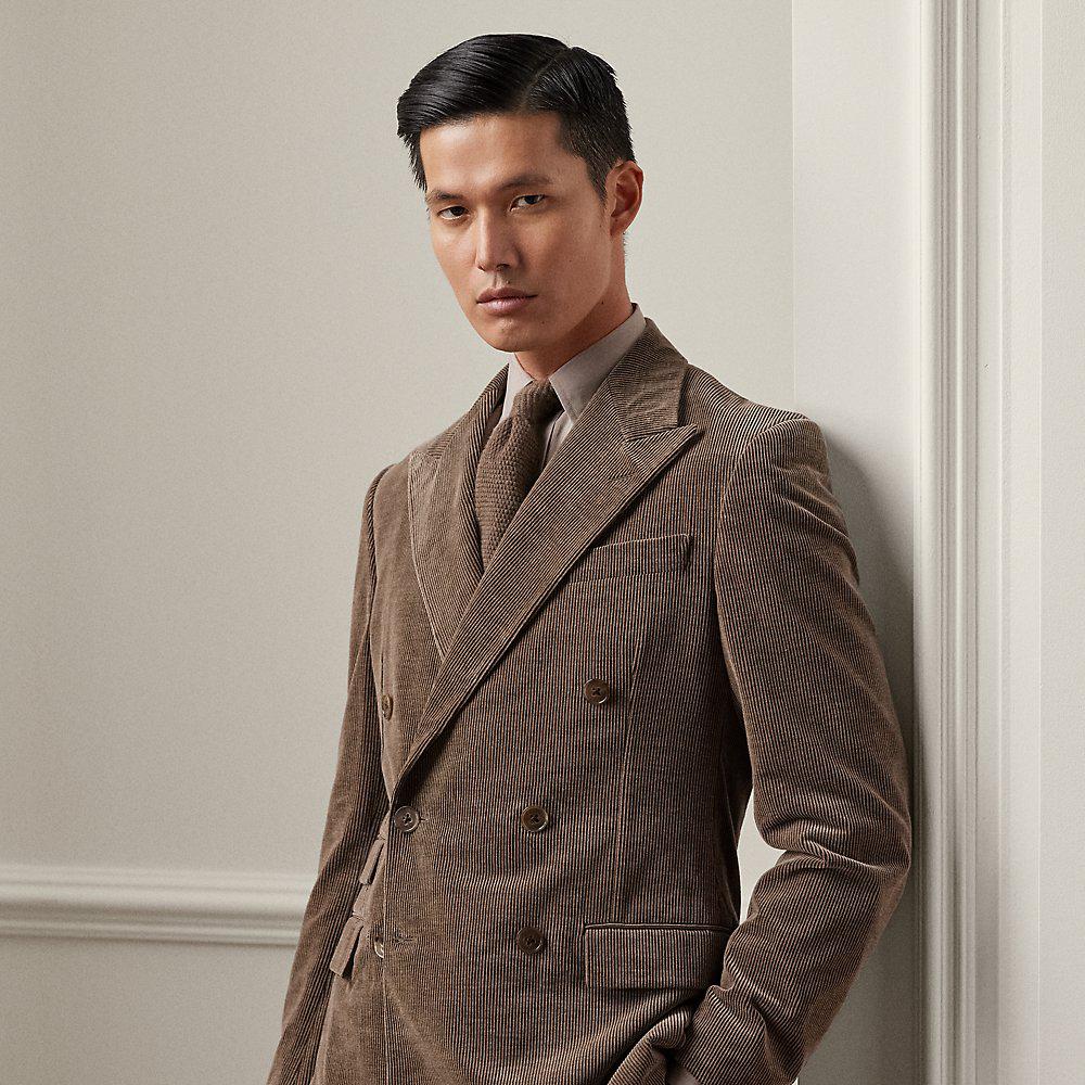 RALPH LAUREN PURPLE LABEL Kent Hand-Tailored Corduroy Suit Jacket in Brown | Endource