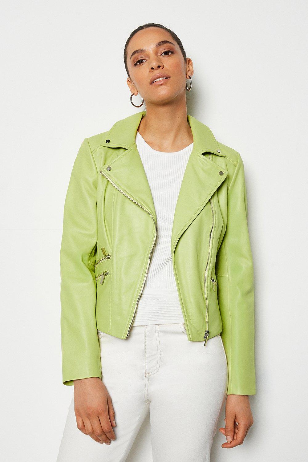 Missguided Neon Green Ultimate Boxy Faux Leather Biker Jacket Faux ...