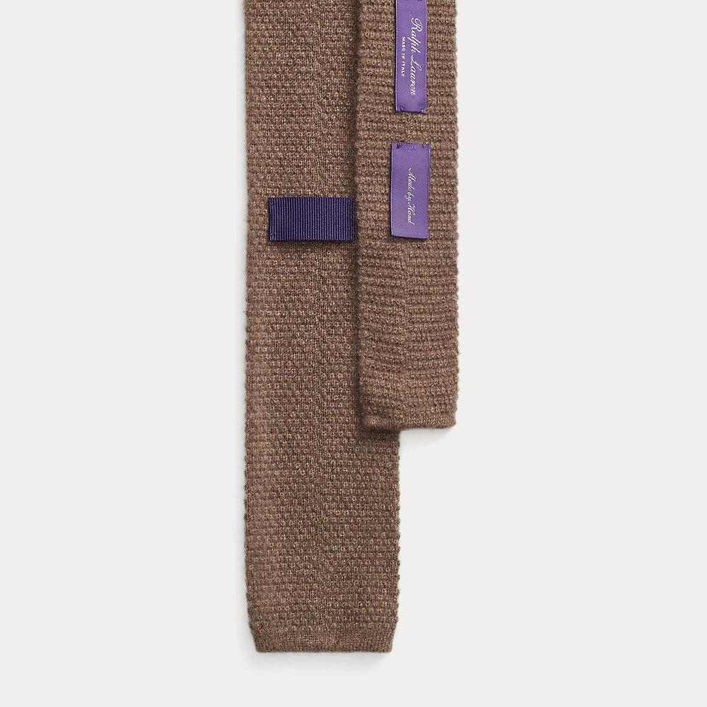 RALPH LAUREN PURPLE LABEL Knit Cashmere Tie in Tan | Endource